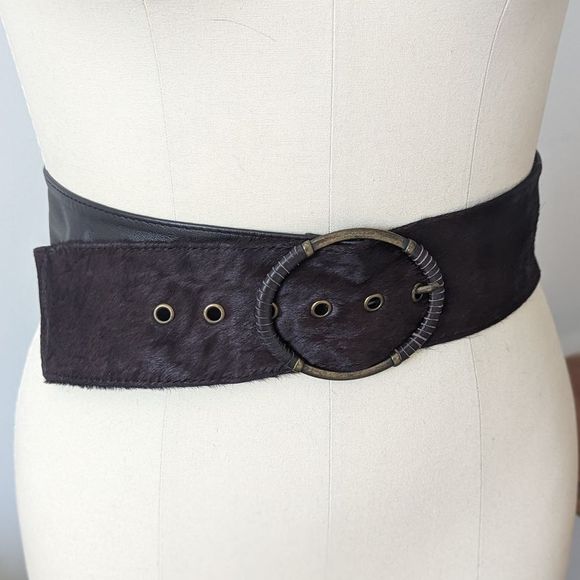 Vintage | Accessories | Vintageleather And Fur Belt 2834 | Poshmark